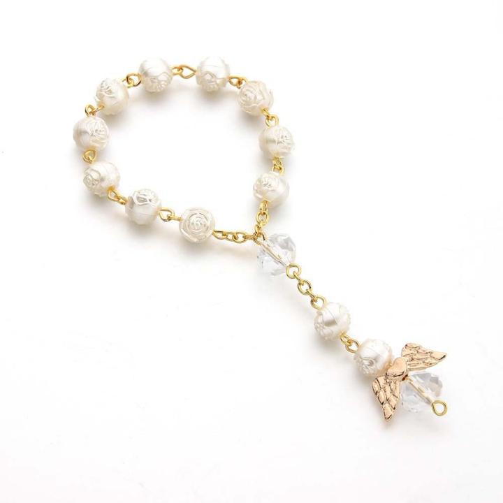 Cross Rosary bracelets Elegant Imitation Women/girls Baptism bracelets ...