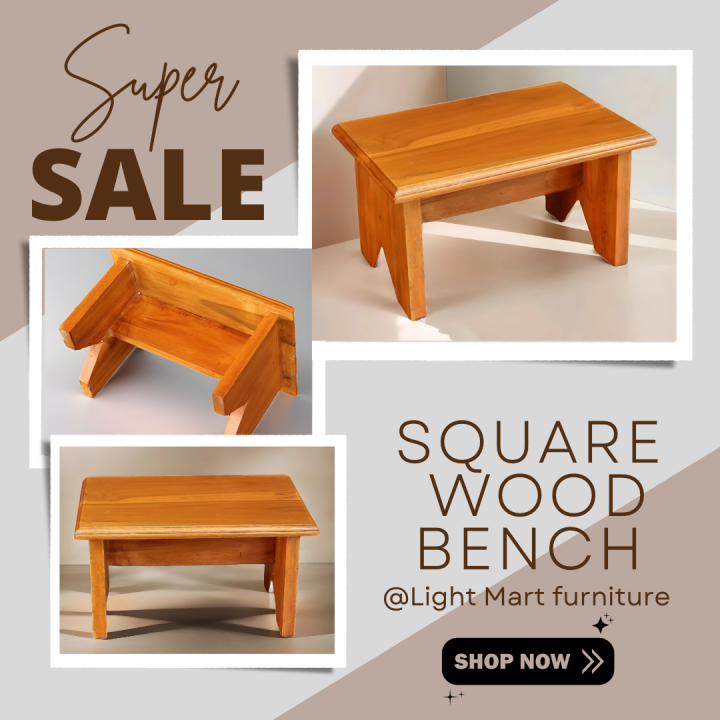 LightMart wood bench , Small Wooden Bench, Natural Teak ,Portable Step ...
