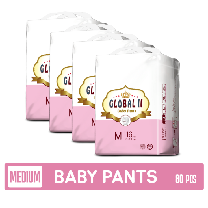 GLOBAL BABY PANTS DIAPERS MEDIUM 80pcs Bundle pack | Daraz.lk
