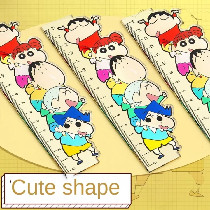 Anime Cartoon 15CM Straight Rulers Kawaii Cute Crayon Shin-chan Ruler ...