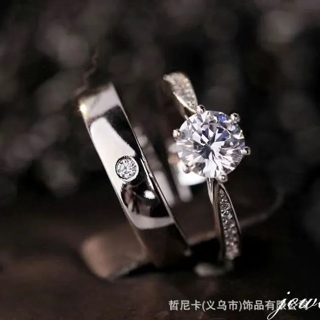 [ New ] High Quality Love Diamond Ring Couple Diamond Ring Wedding ...