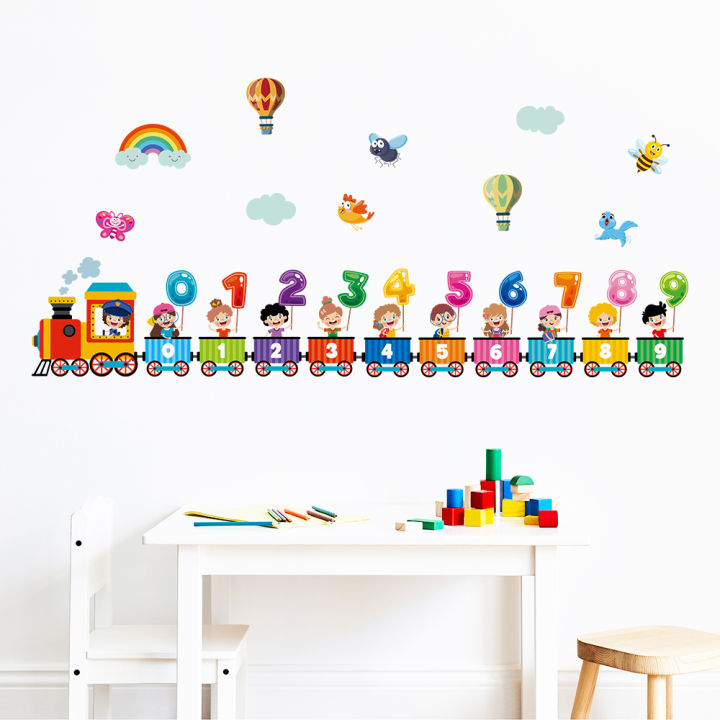 Colorful Numbers Cartoon Train Wall Stickers for Nursery Kids Room ...