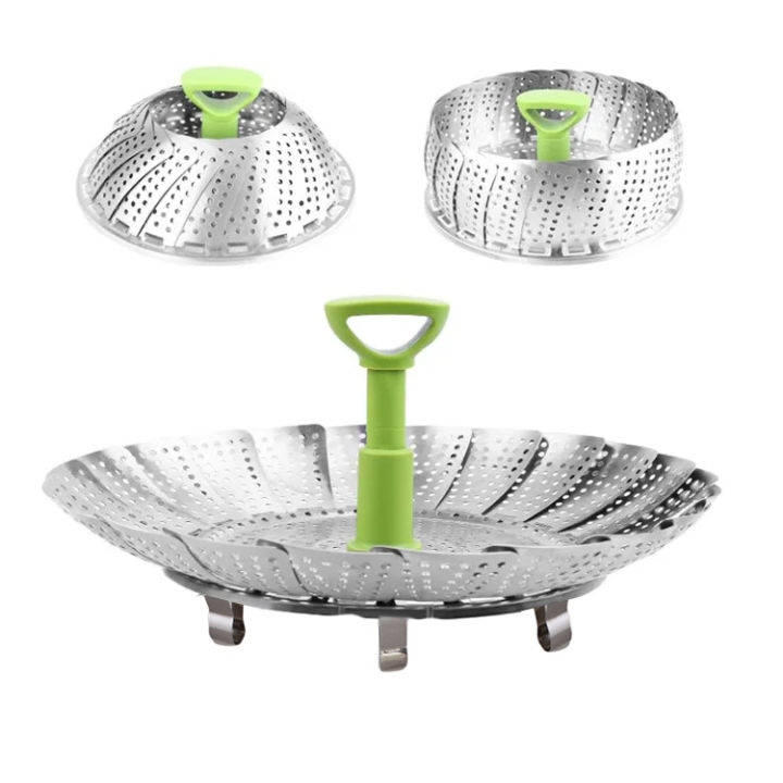 Folding Dish Steam Stainless Steel Food Steamer Basket Mesh Vegetable ...