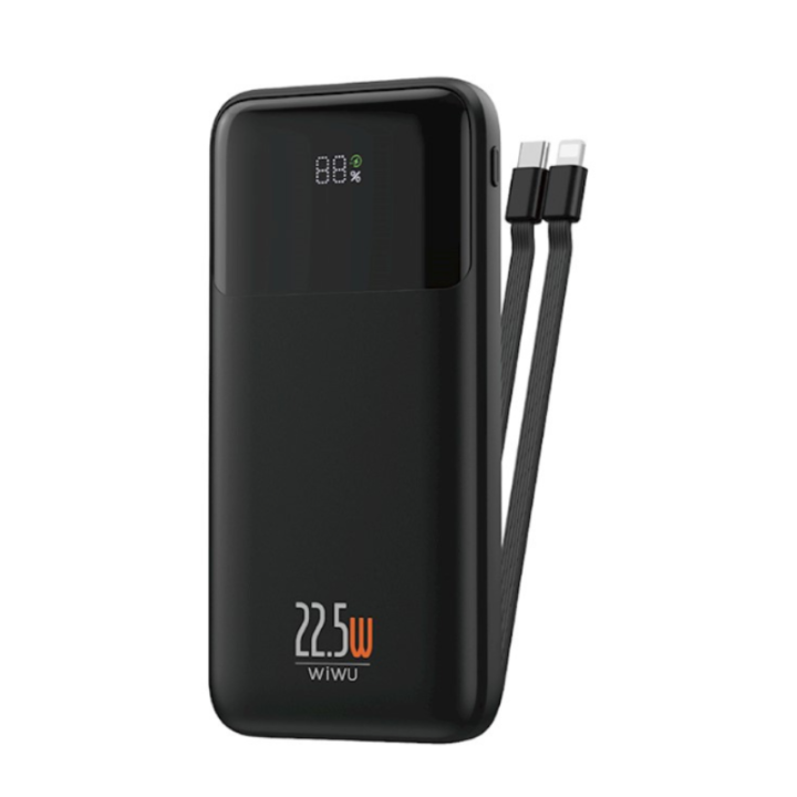 Wiwu WI-P021 22.5W 10000mAH LED Display Built In Cable Power Bank Black ...