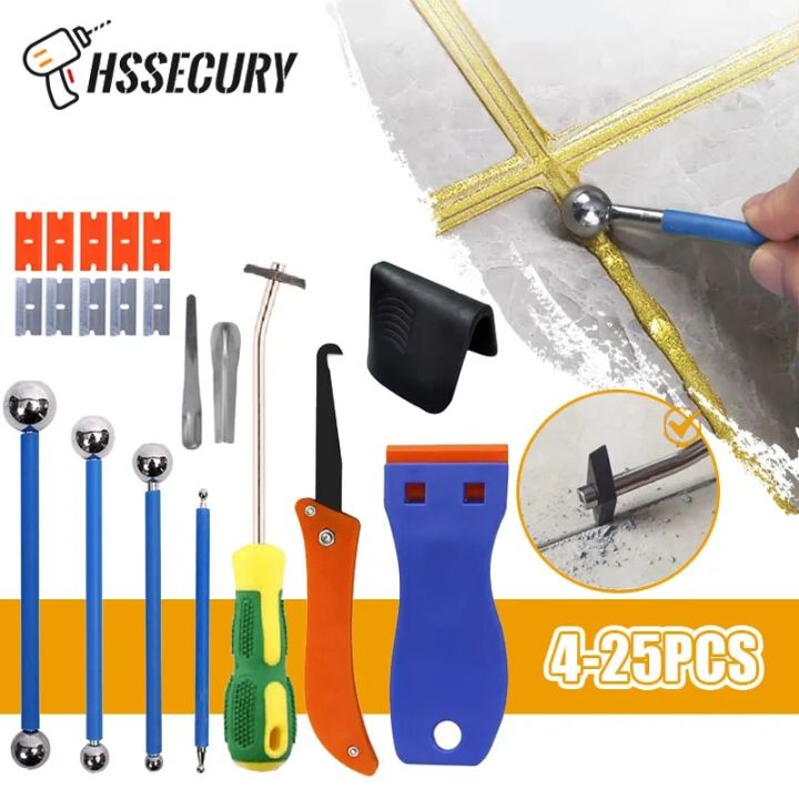 4-25PCS Caulking Tool Kits Caulking Edge Caulk Finishing Set Tile Floor ...