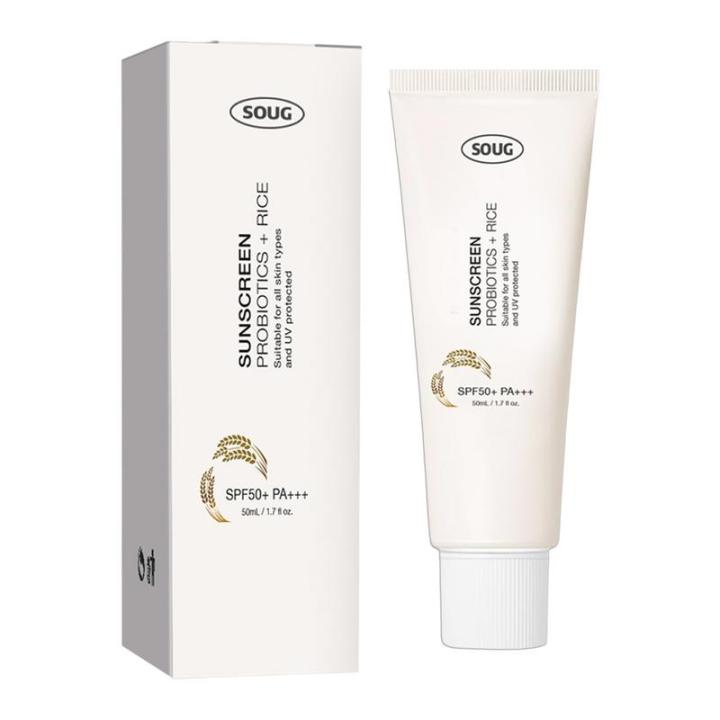 Spf 50+ Sunscreen Cream Korean Rice Probiotic Sunscreen Mild High Sun ...