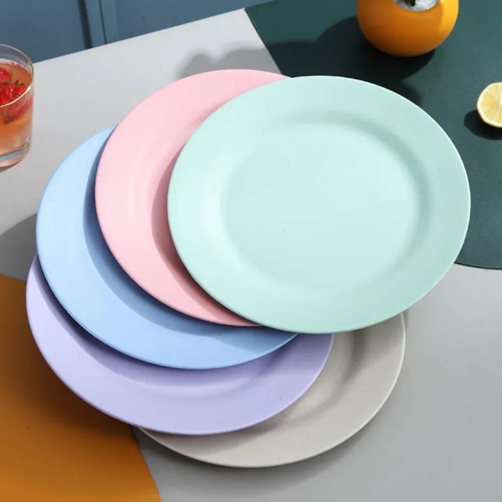 25cm Plates Dinnerware Wheat Straw Plates Unbreakable Lightweight ...