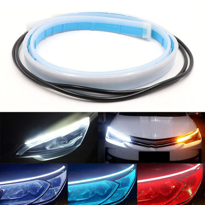 2 PCs White Yellow Ultrafine Universal 45cm LED DRL Car Daytime Running Light LED Strip Lights ...