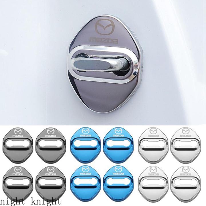 Night knight 4PCS Car Door Lock Cover Latch Case Stainless Steel Gate ...