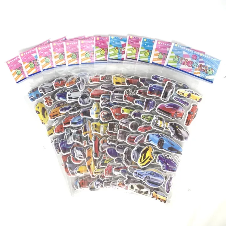 12 Sheets/Set Racing Car Sports Cars Style 3D Puffy Bubble PVC Sticker ...