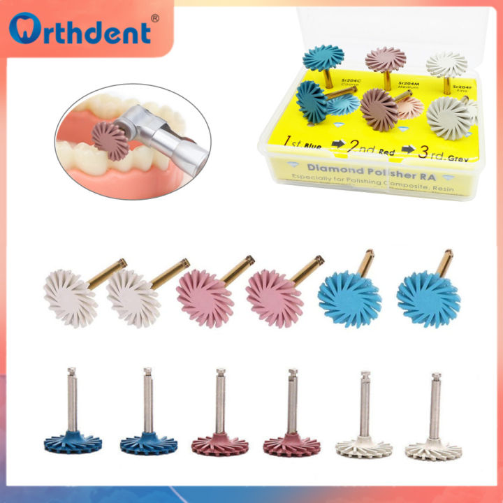 6Pcs/Set Dental Rubber Polisher Composite Resin Polishing Discs Diamond ...