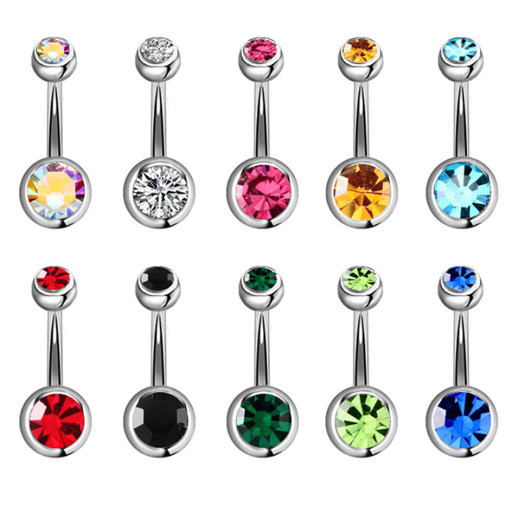 1Set Navel Rings Crystal Rhinestone Belly Button Ring Bar Body Piercing Jewelry Encounter | Daraz.lk