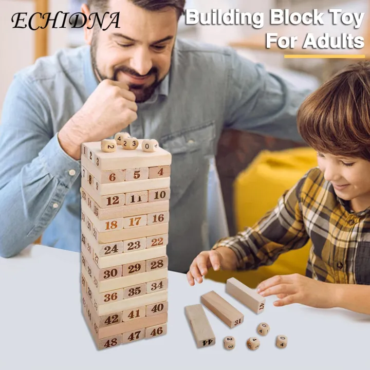 Tower Stacking Game for Adults Smooth Wooden Building Block Toy Set for ...