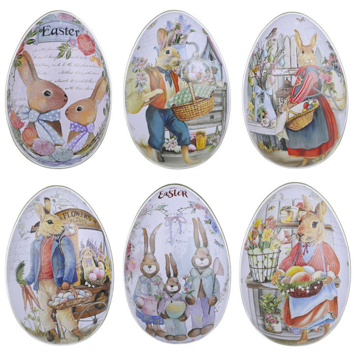 Metal Easter Egg Box Unique Colorful Portable Bunny Gift Box Egg Shaped ...