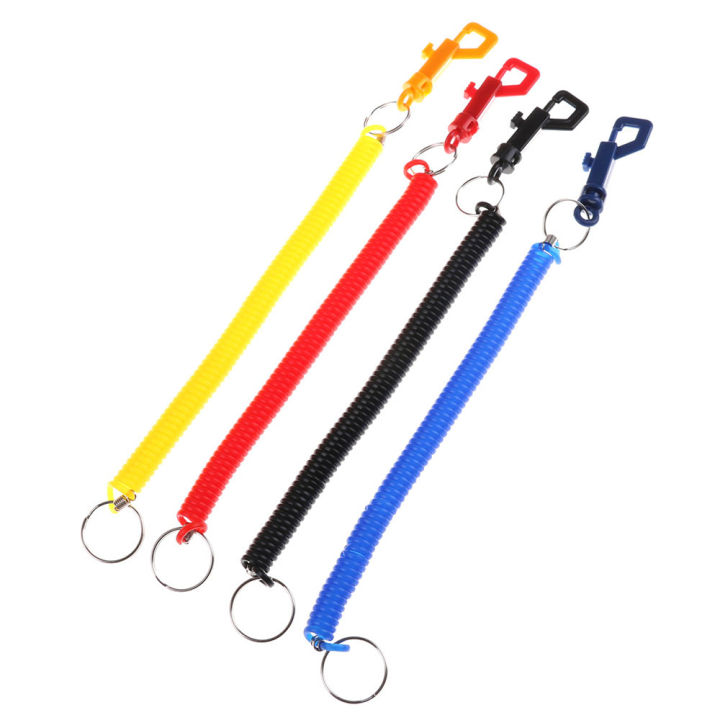 P Buckle Retractable Elastic Colorful Keyring Spring Coil Keychain ...