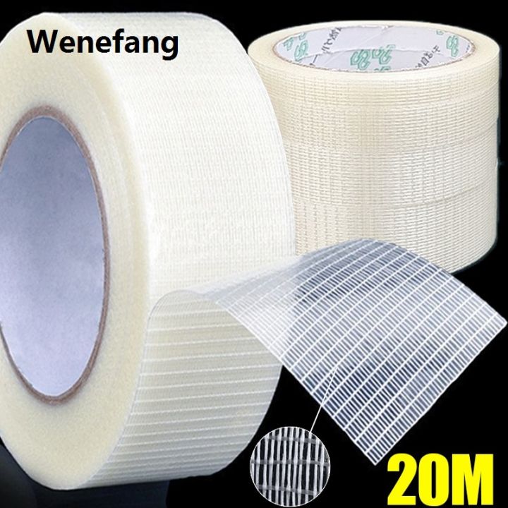 Wenefang Tape 20M Mesh Fiber Tape Transparent Striped Single Side ...