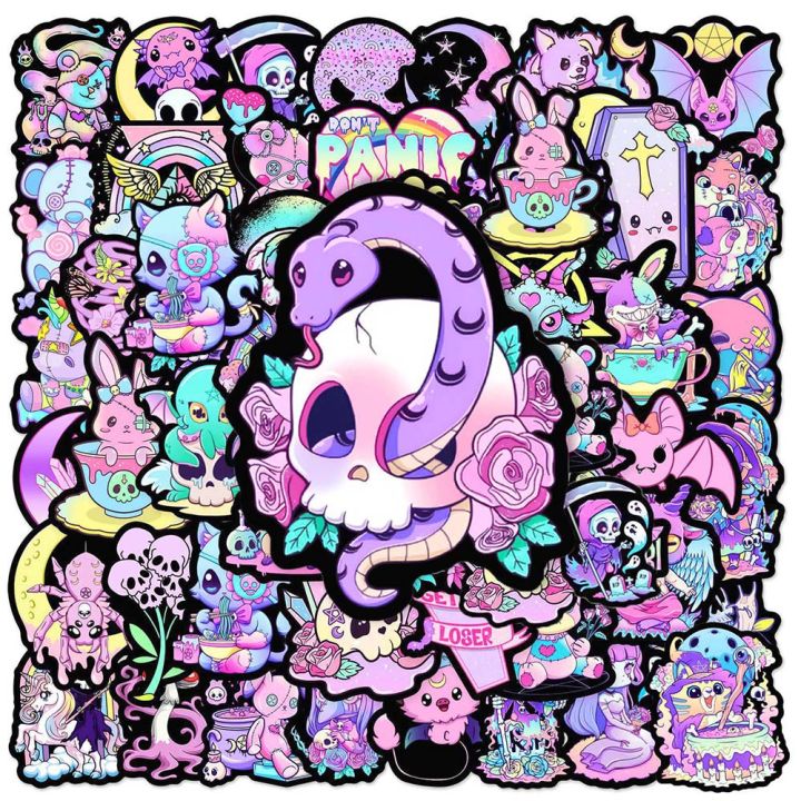 NEW 10/50pcs Cartoon Gothic Horror Stickers Pack Cute Halloween Anime ...