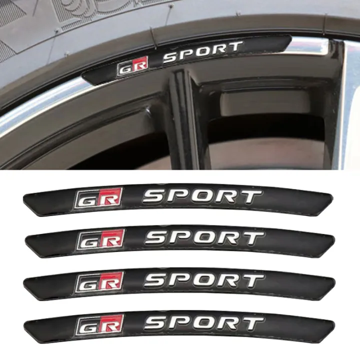 4Pcs 3D Aluminum Wheel Hub Stickers Emblem Badge For Toyota GR Sport ...
