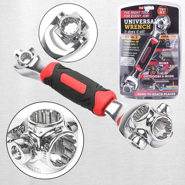 Universal Hand Wrench 48 Tools In One Socket Ratchet 360 Degree ...