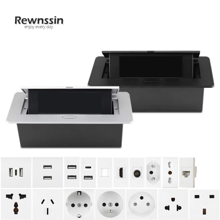 DIY Desktop Socket Hidden Pop-Up Socket EU FR AU Plug Socket With USB ...
