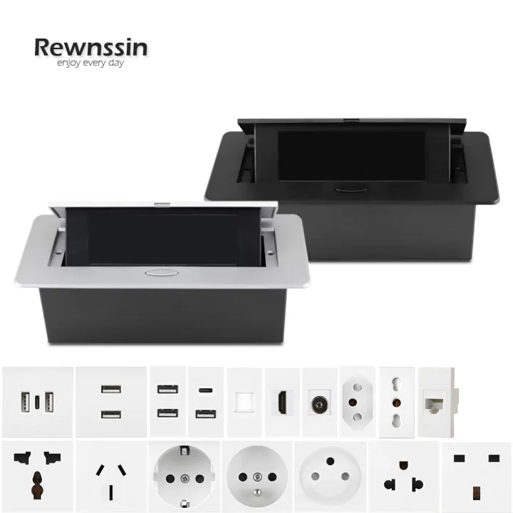 DIY Desktop Socket Hidden Pop-Up Socket EU FR AU Plug Socket With USB ...