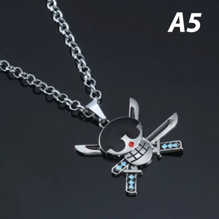 Cartoon Anime One Piece Necklace Luffy Ace Pirate Skull Metal Pendant ...