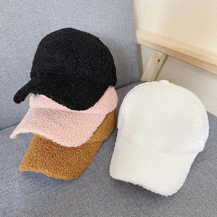 New Winter Women Baseball Cap Artificial Lamb Wool Hats Version Tide ...