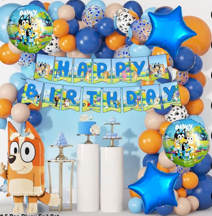 Birthday Decoration Bluey Balloon set With Banner Bluey Theme Full Set ...