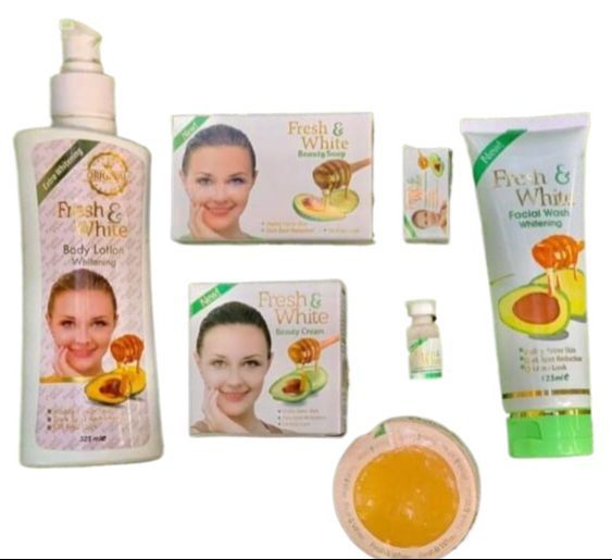 Fresh and White Full Set ( Cream, Lotion, Serum, Soap, Face Wash) fwfs ...