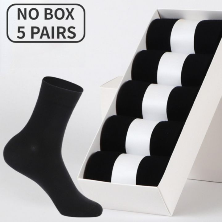 5 Pair Business Casual Cotton Socks for Men Ankle Crew Thick Black ...