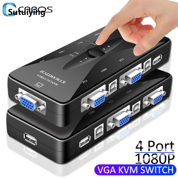Sutuiying 4 Port VGA KVM Switch 1080P USB2.0 VGA Splitter Mouse ...
