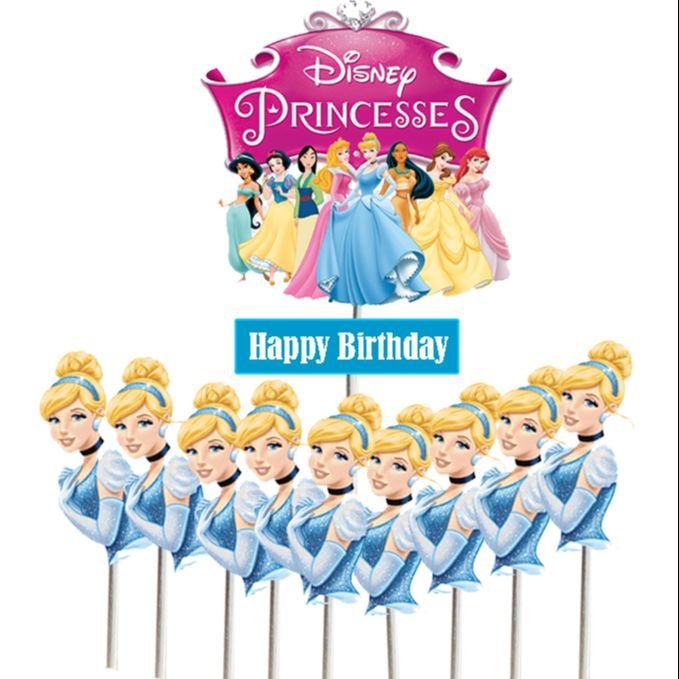 Disney Princess Birthday Cake Topper girl party cartoon cup cakes ...