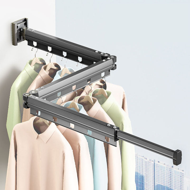 Wall-mounted Foldable Telescopic Drying Rack, Aluminum Alloy Folding ...