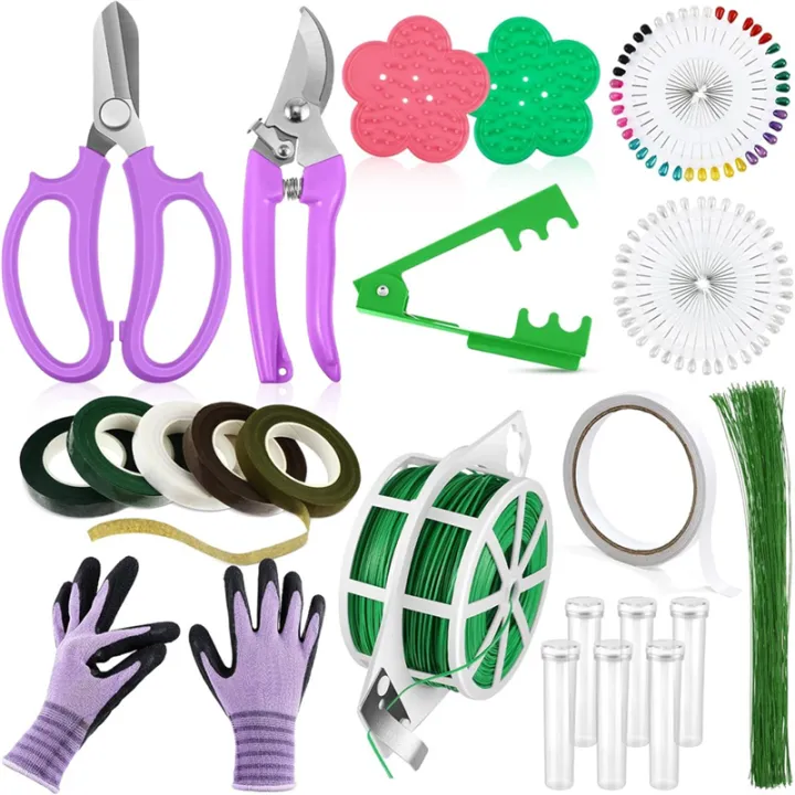 Floral Arrangement Tool Kit Pruner Pruning Gloves 22/26 Gauge Paddle ...