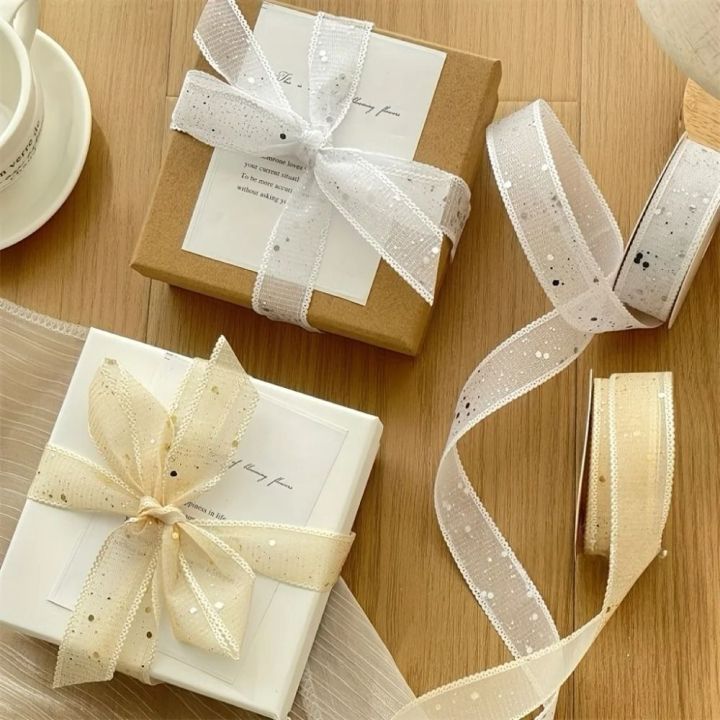 1Roll 10 Yards Sparkling Mesh Glitter Metallic Ribbons Gold Silver ...