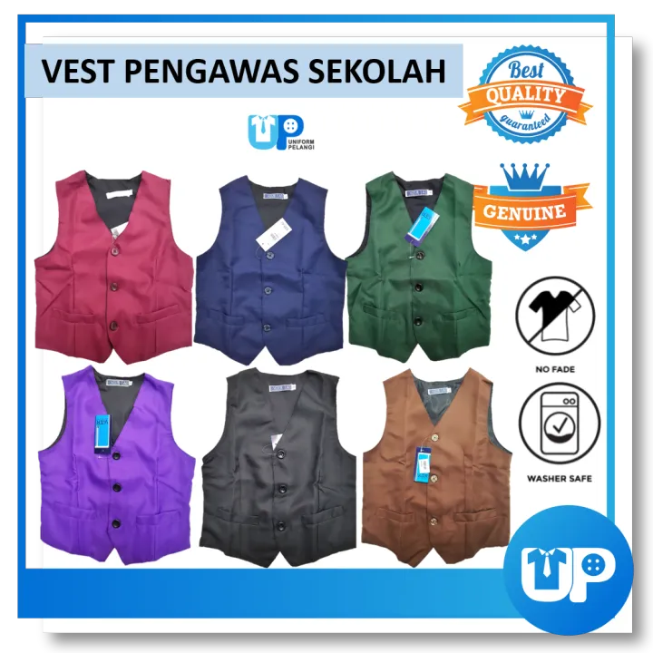 Vest Pengawas Premium Quality Vest Sekolah Buatan Malaysia Hitam Hijau ...