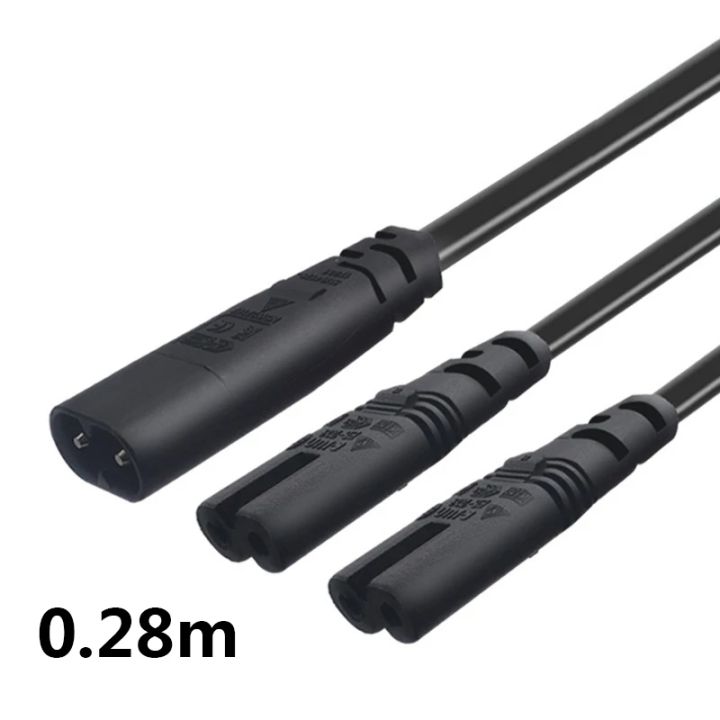 IEC 320 C8 2Pin Male to 2xC7 Female Y Split Power Cable 28CM Dual ...