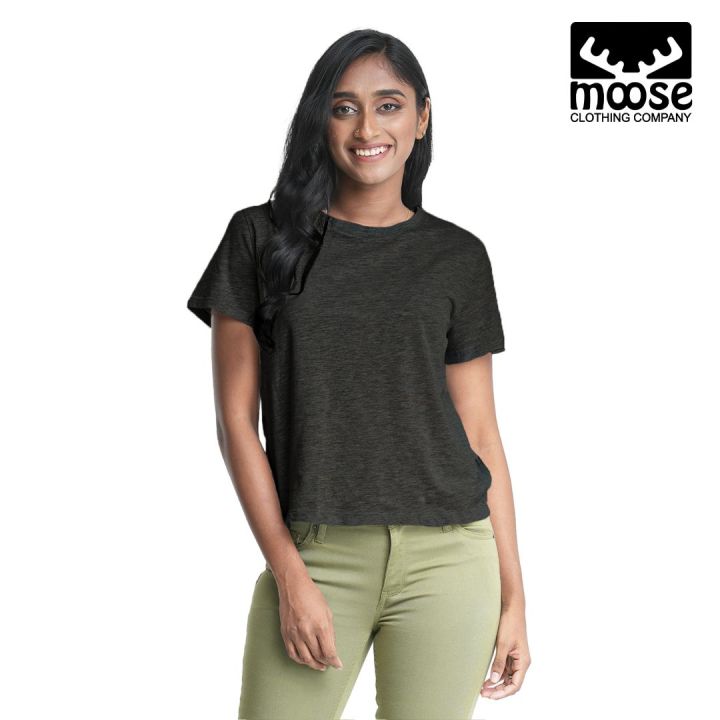 Moose Women’s Crew Neck T-Shirt - Charcoal Heather | Daraz.lk