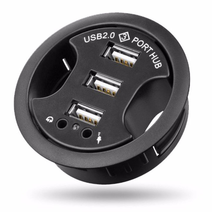 【The Timber Loft】Office Computer Desk Round Hole USB Splitter 3 USB ...