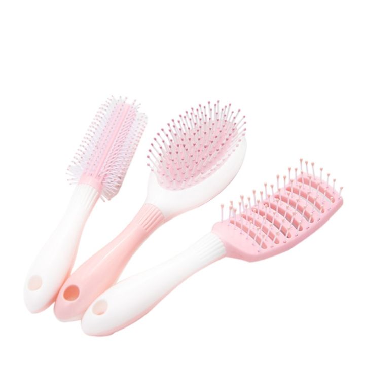 Cute Japanese Korean Massage Anti-screw Plastic Hair Brush White Curly ...