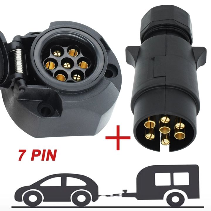7 Pin European Trailer Socket+Plug Tow Bar Connector for Car 12V | Daraz.lk