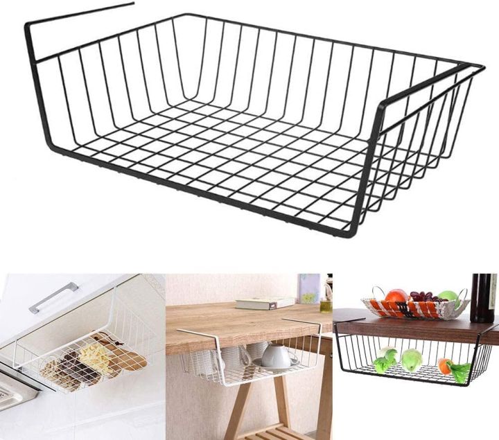 Under Shelf Storage Basket Stainless Steel Under Cabinet Storage Shelf Wire Basket Undershelf ...