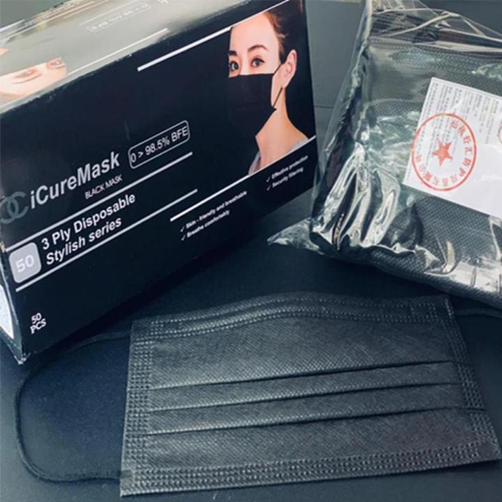 ICURE 3PLY MASK - BLACK - 50PCS PACK | Daraz.lk
