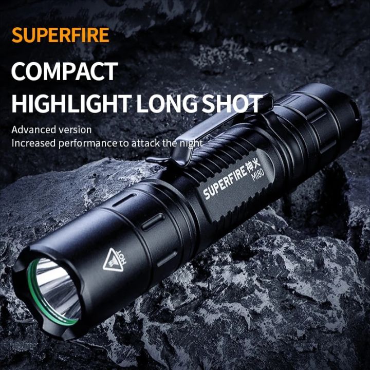 SuperFire MI80 Portable Led Flashlight Super Bright EDC Torch 160M long-range Aluminum alloy ...