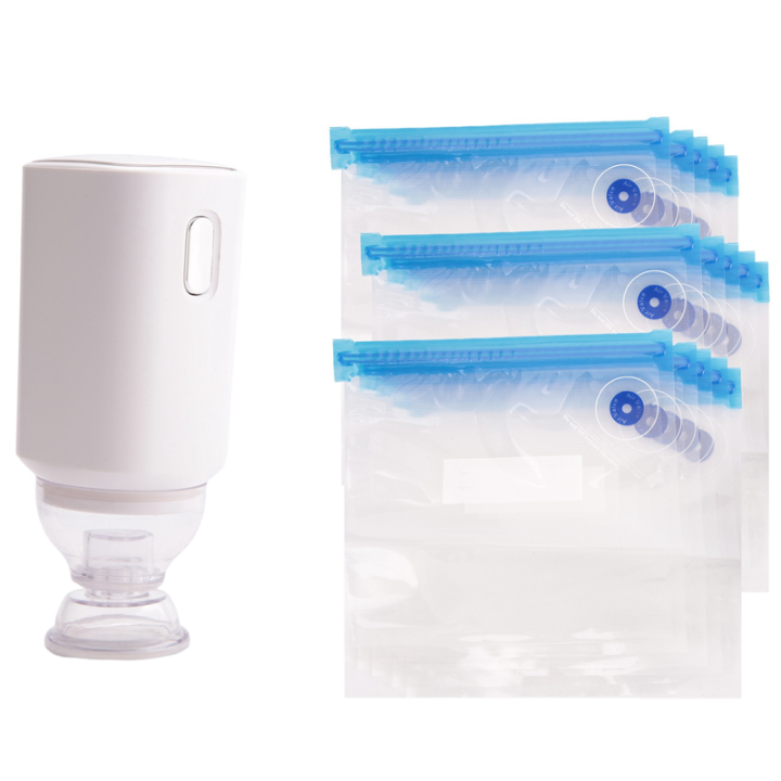 1Set Vacuum Food Storage Zipper Bags Set Handheld Portable Vacuum ...