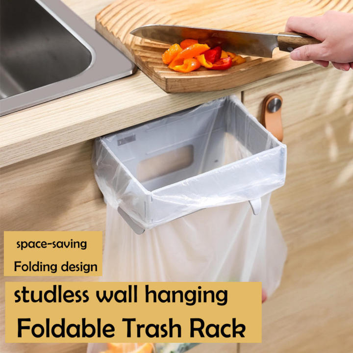 Sturdy Garbage Bag Holder Lightweight Kitchen Waste Bin Over-The-Door ...