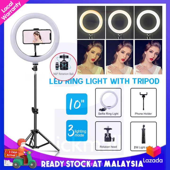 [Ready Stock] LED Ring Light With Tripod Stand Phone Holder 直播架 Dim ...