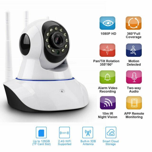 Wireless 360° Rotate CCTV Home Security Cloud Network HD Camera Night ...