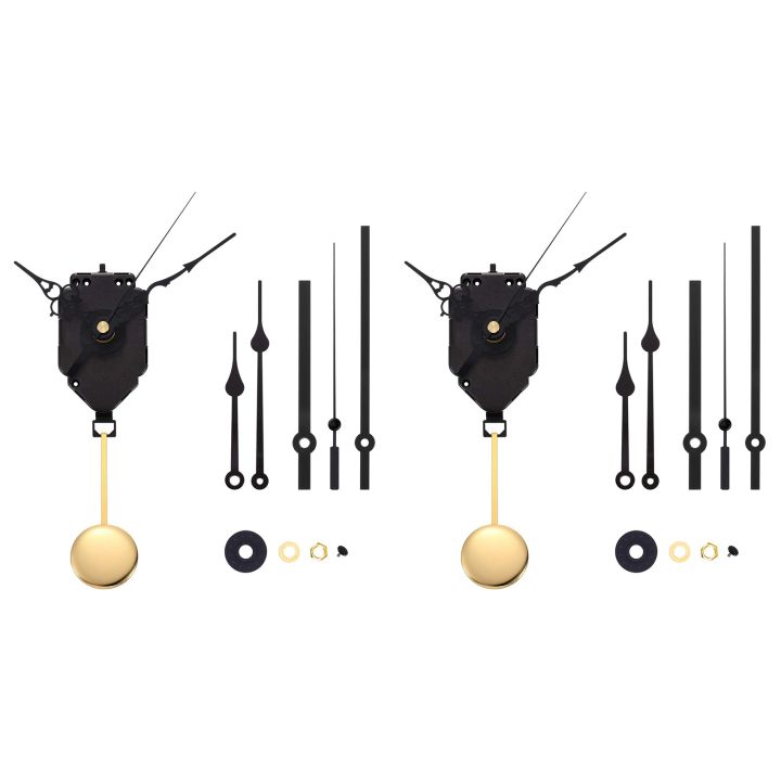 2X DIY Pendulum Clock Movement Mechanism with 6 Pairs Different Hands Quartz Repair Shaft Wall ...