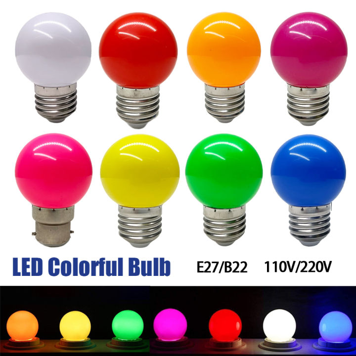1PCS Colorful G45 LED Bulb E27 2W 220V Red Blue Green White Yellow Warm ...